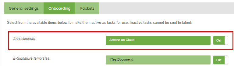Admin - Talent Module Settings - Onboarding Tab – Avionte Classic