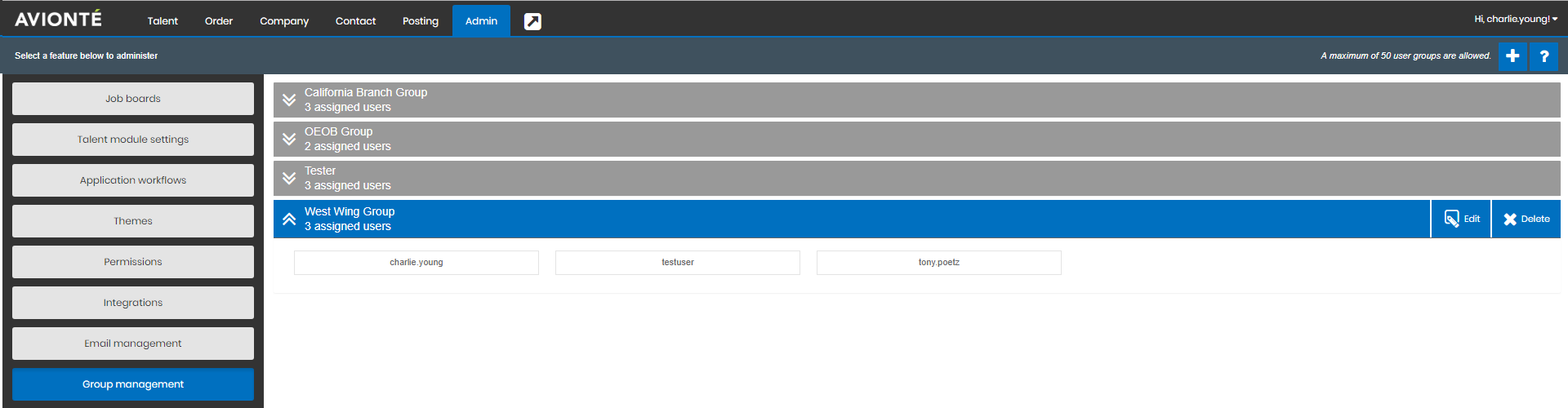 Admin - Group Management – Avionte Classic