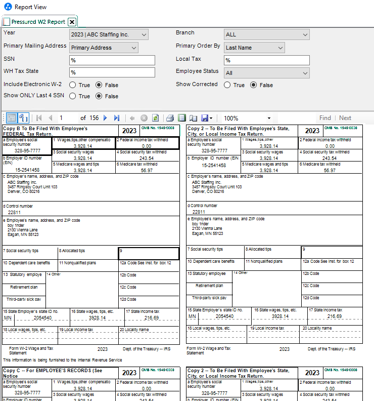 Standard Report - Pressured W2 – Avionte Classic
