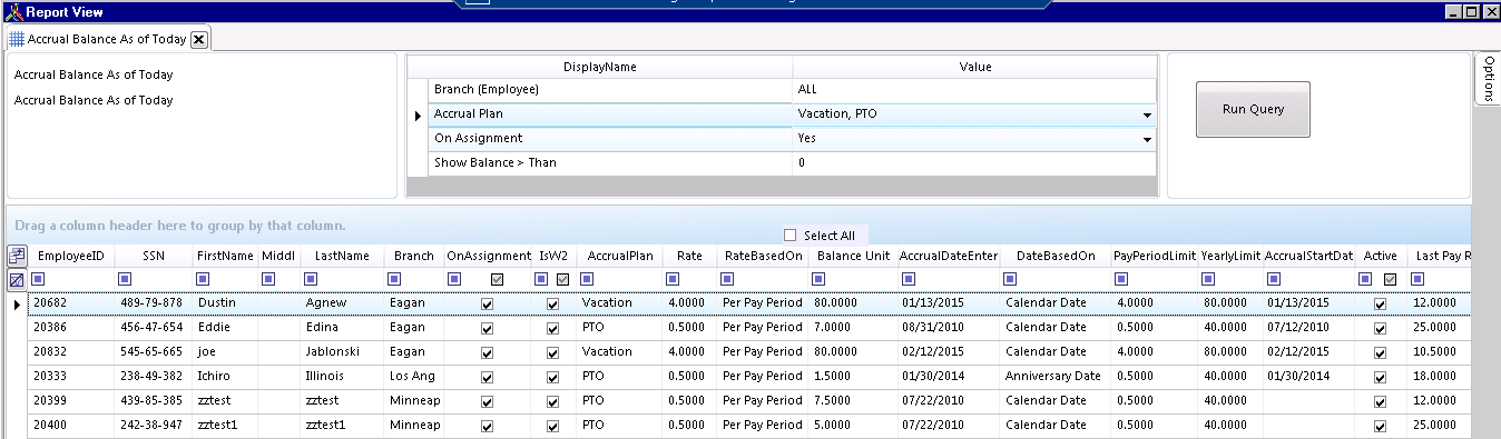 Standard AQ - Accrual Balance as of Today – Avionte Classic