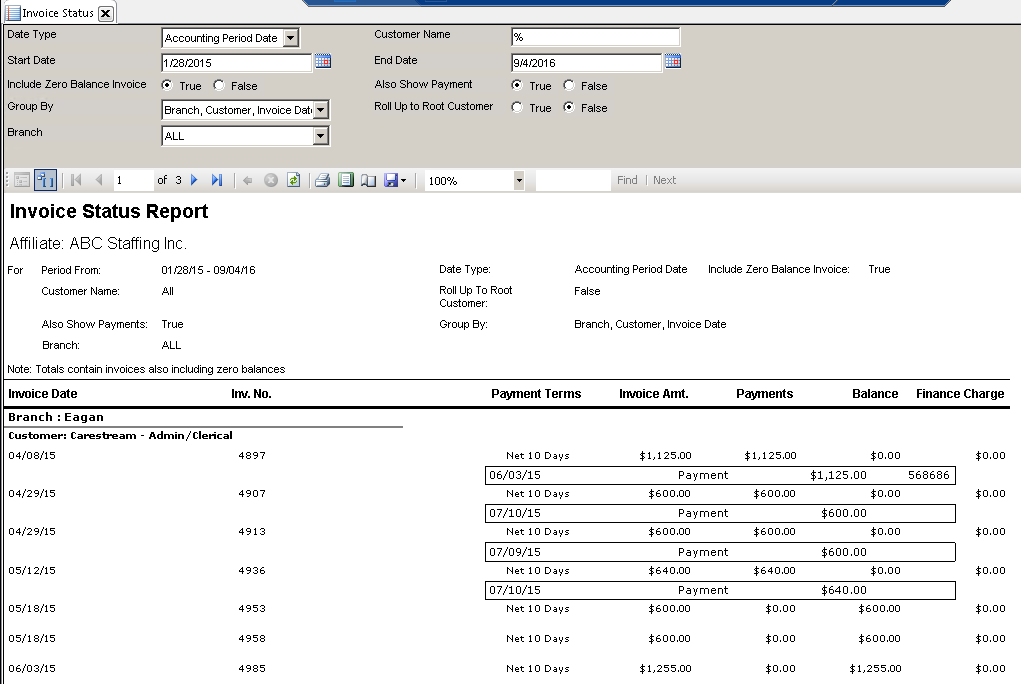 Standard Report - Invoice Status – Avionte Classic