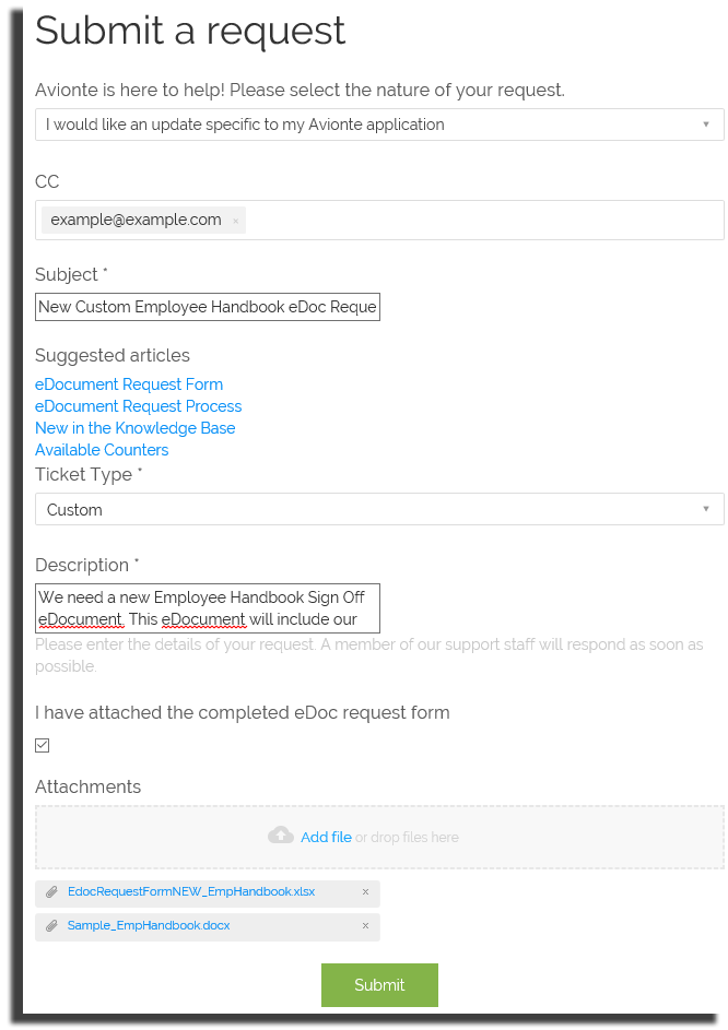 eDocument Request Process – Avionte Classic