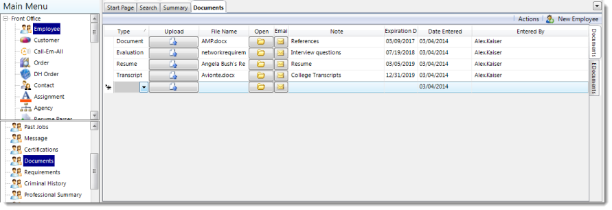 Employee Documents – Avionte Classic