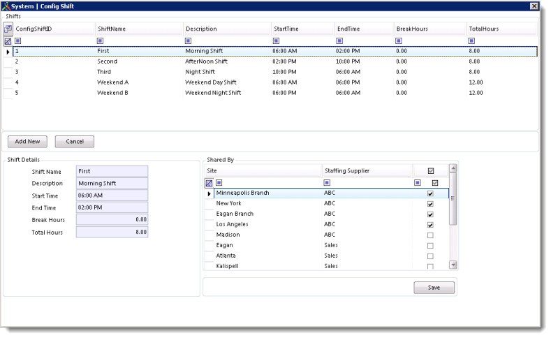 Adding a Shift (Admin Tools) – Avionte Classic