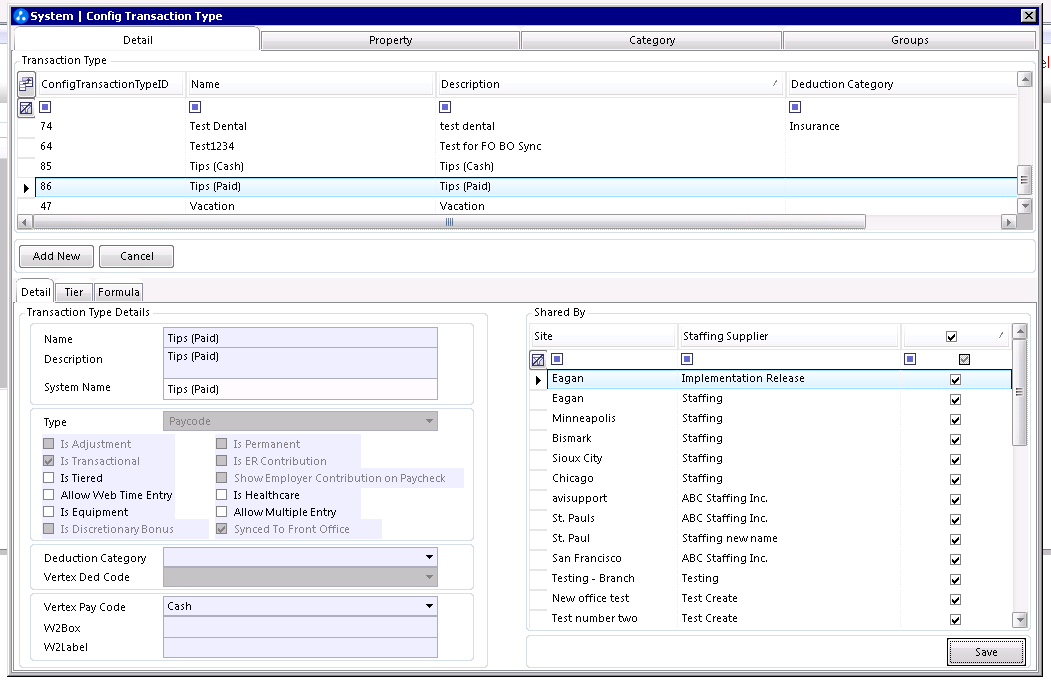 Configure Avionté Transaction Types to Manage Tips – Avionte Classic