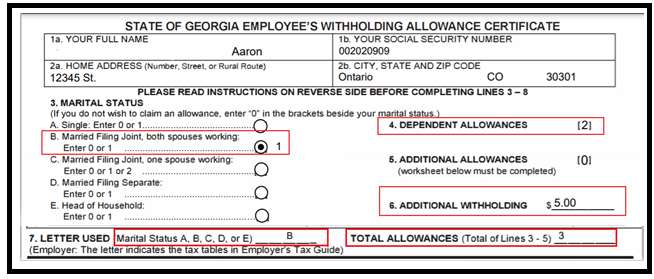 Georgia W4 (GA G4) Mapping Information – Avionte Classic